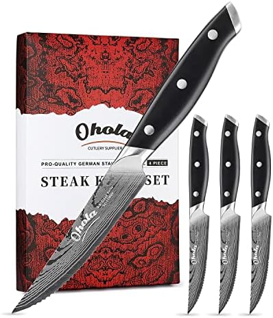 Ohola Premium Steak Knife Set, Steak Knives Set of 4, 4.5-inch Serrated ...