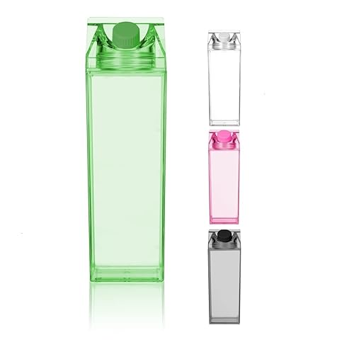 Fanovo Clear Milk Carton Water Bottle, Aesthetic Water Bottles Square ...