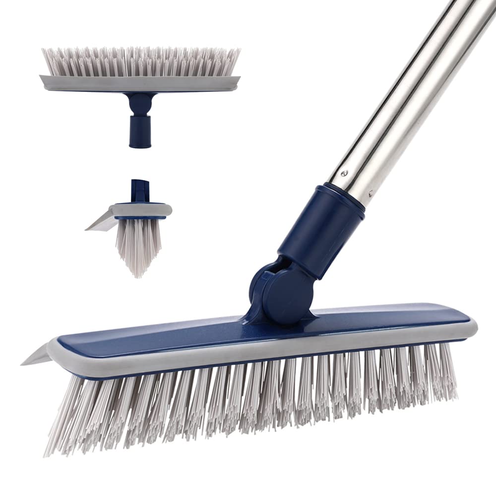 2 in 1 Floor Scrub Brush Grout Brush with 57.8" Long Handle,120 ...