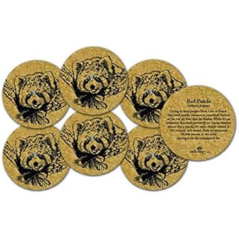 Amazon.com | Corkology Red Panda Coaster Set, Cork: Coasters