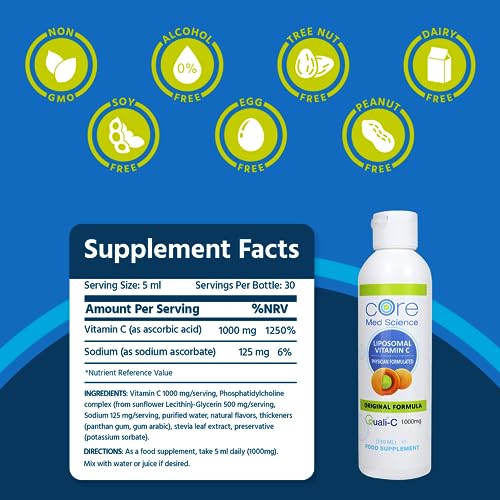 Core Med Science Liposomal Vitamin C 1000mg Liquid - Original Formula ...