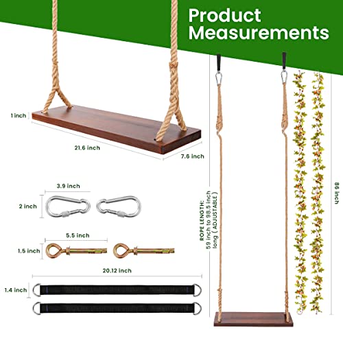 DENAGAE Wooden Tree Swing Seat for Kids Adult Children Hanging Wood ...