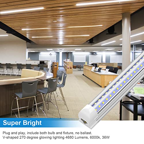 SHOPLED 4FT LED Shop Light, 36W 4680LM 6000K Cool White, T8 4 Foot LED Tube Light Fixture, V ...