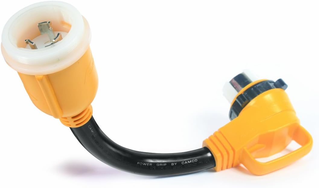 Camco 55572 18" 50 AMP Locking Male/50 AMP Locking 90 Degree Female ...