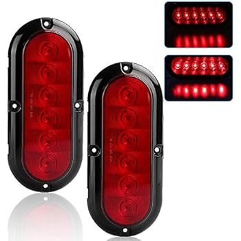 Amazon.com: 2pcs 6" Inch Oval Red LED Trailer Lights Stop Turn Signal Brake Tail Lights Flush ...