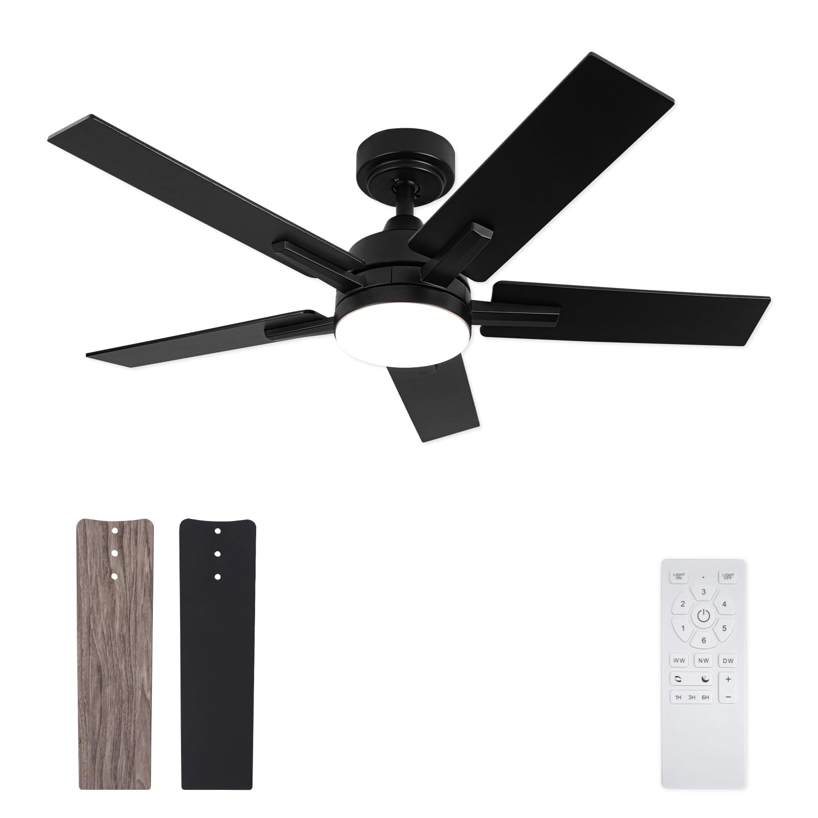VIOSSN 42 Inch Ceiling Fan, Smart Ceiling Fan with Remote/APP, Black ...
