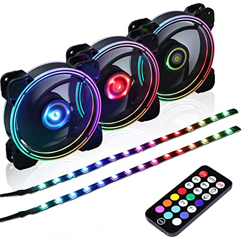 DS 120MM Wire Rainbow RGB Case Fans with Controller for PC Cases ...