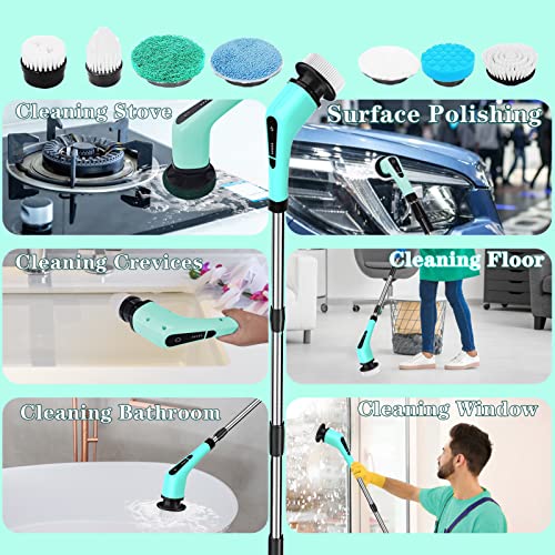 Electric Spin Scrubber, Cordless Bathroom Scrubber with Long Handle ...