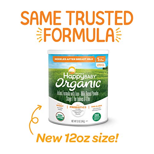 Happy Baby Organics Infant Formula, Milk Based Powder with Iron, Stage 1, 12 Ounce (Pack of 6 ...