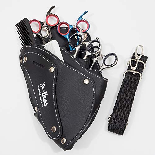 Barber Scissor Pouch Holster with Belt for Hairdressers IKAS, Salon Hair Stylist Barber Scissors ...