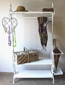 Vintage Style Antique White Wrought Iron Clothes Hanging Rail ~ Storage ...