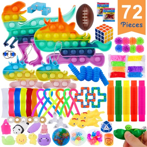 KIZCITY 72 Pcs Fidget Toys Pack for Kids, Pop Fidget Its Toy, Pop Push ...