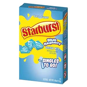 Amazon.com : STARBURST SINGLES TO GO BLUE RASPBERRY DRINK MIX ...