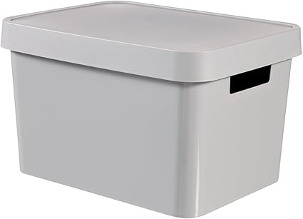 CURVER 04743-099-01 Infinity Plastic Storage Box with Lid, Light Grey ...