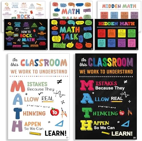 8 Opt MATH Poster Teacher Posters (10x14"), 4 Pcs Math Classroom ...