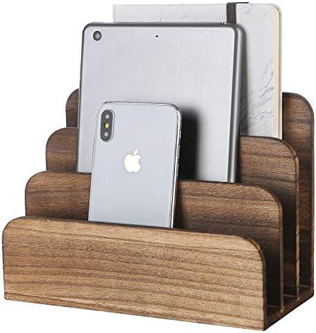 Desk Organizer Small File Holder Wood Letter Organizer for Document ...