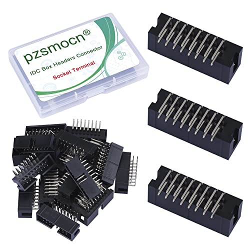 Pzsmocn 20 Pieces IDC 2 * 8 Double Row 16-Pin Box Header Connector Male ...