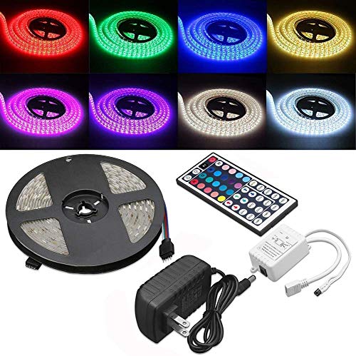 ELENKER LED Strip Lights Kit, 16.4ft Color Changing SMD 5050 RGB 150 ...