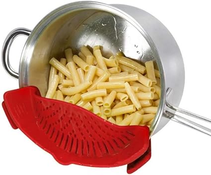 Handy Silicone Strainer-Clip on Pan Strainer for Draining Pasta, Grease ...