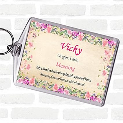 Vicky Name Meaning Bag Tag Keychain Keyring Floral: Amazon.co.uk: Office Products
