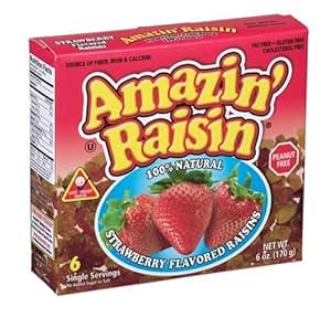 Amazin' Raisin Strawberry Flavored Raisins, 6-Count Boxes (Pack of 12 ...