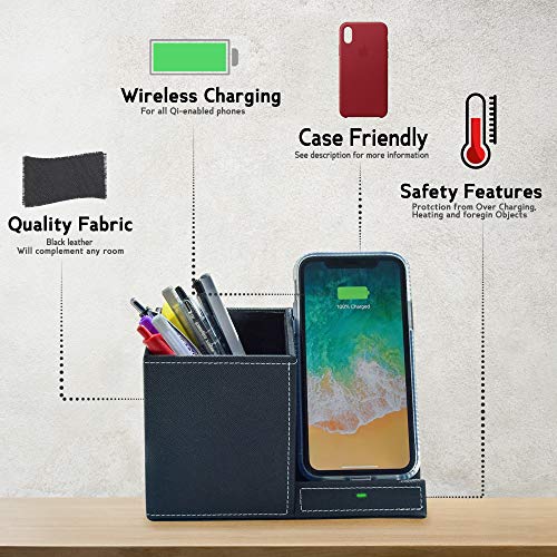 Brilliest Fast Wireless Charger and Desk Organizer Black - Wireless ...