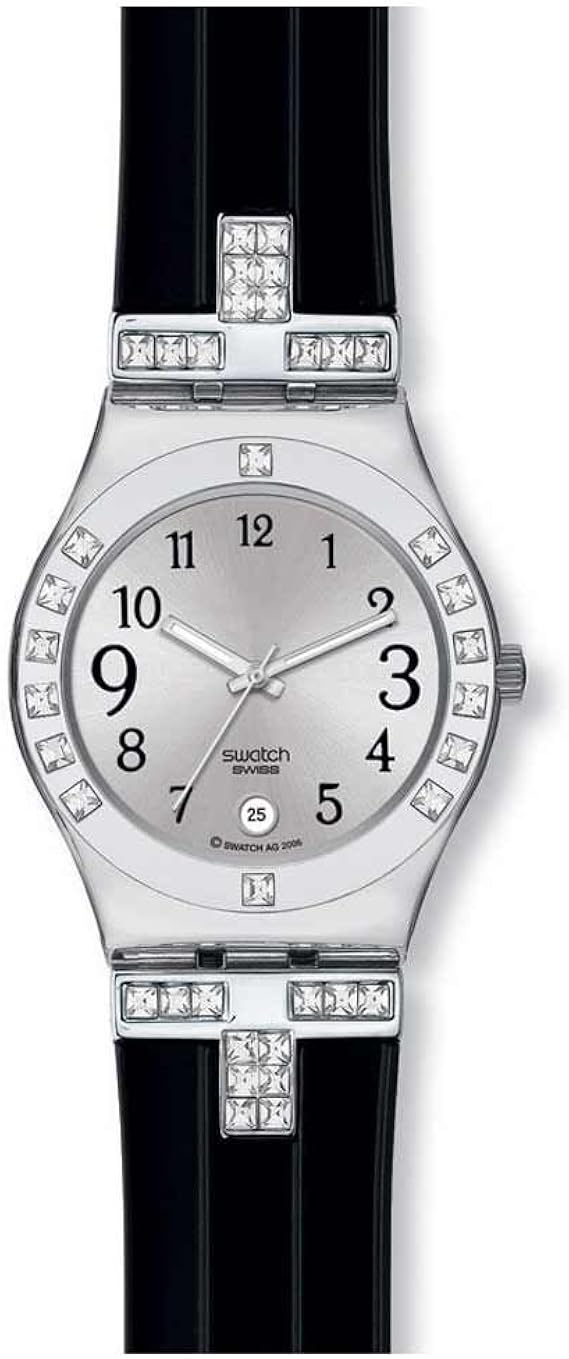 Swatch Ladies Fancy Me Black with Silver Dial Watch: Amazon.co.uk: Watches