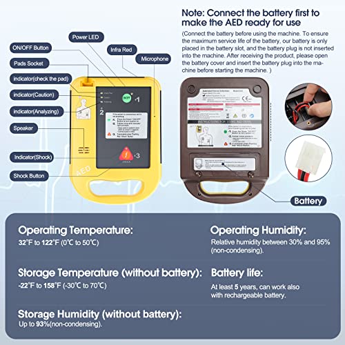 Defibrillator Portable AED Machine Automated External Biphasic ...