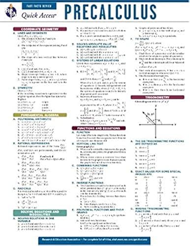 Precalculus - REA's Quick Access Reference Chart (Quick Access Reference Charts) in Kuwait ...
