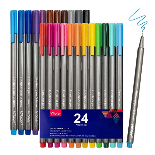 VITOLER Colored Pens Bullet Journal Pens Pack of 24 Fineliner Pen Set ...