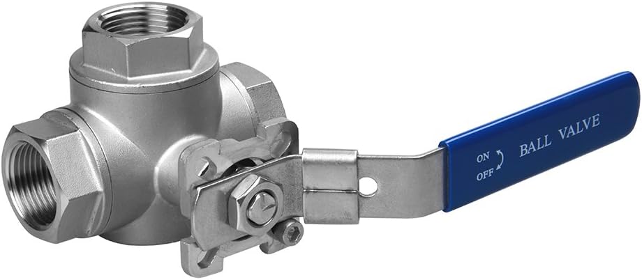 3-Way Ball Valve L Type 316 Stainless Steel Reduce Port 1/2 BSP Thread ...