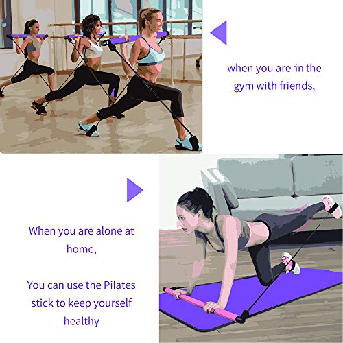 TTCB Portable Yoga Pilates Bar Kit, Pilates Equipment with Resistance ...