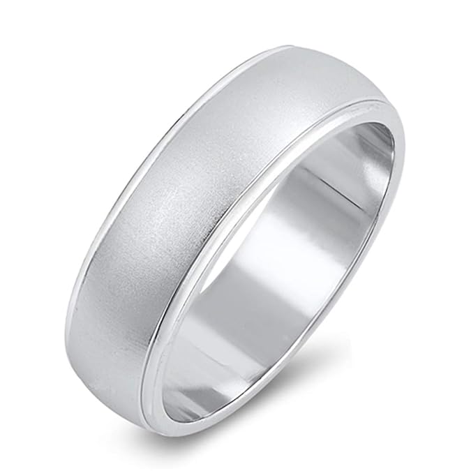 Buy Polished Matte Finish Simple Ring New .925 Sterling Silver Band ...