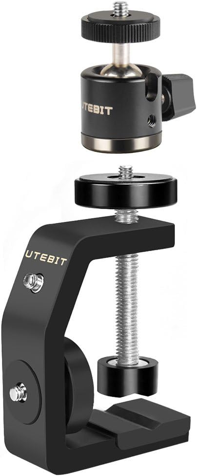 UTEBIT C Clamp Camera Mount with 1/4 Screws + 360° Swivel Mini Ball ...