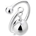 Amazon.com: Dangling Ball Bell Sterling Silver Adjustable Open Ring for ...