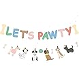 Amazon.com: Lets Pawty Sign Banner Backdrop, First Birthday Decorations ...