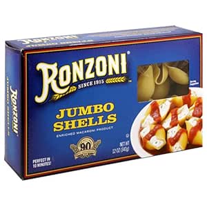 Amazon.com : Ronzoni Jumbo Shells, 12-Ounce Boxes (Pack of 12) : Orzo ...