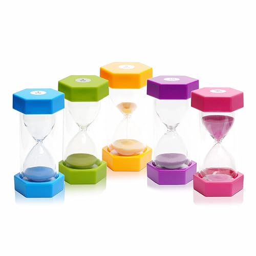 BEXPECTED 5 Pack Sand Timer Colorful Sandglass Timer Hourglass Set Sand ...
