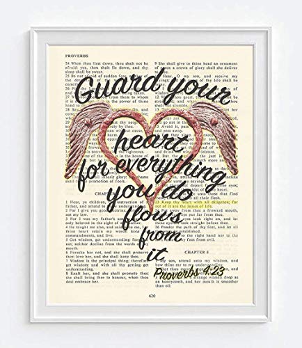 Vintage Bible Page Verse Scripture - Above all Else Guard Your Heart ...