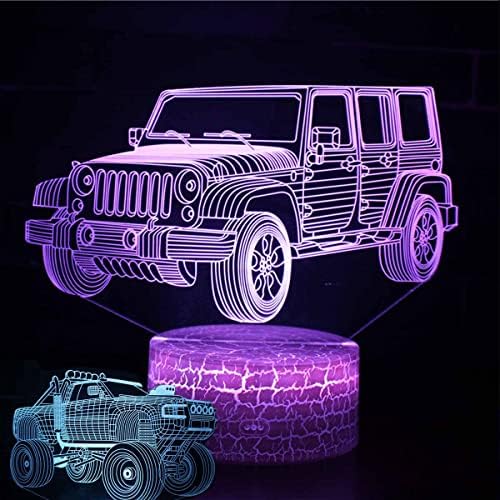 3D Illusion Night Light, 2 in 1 LED Table Desk Lamps, 7 Colors Auto ...