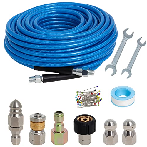 100 FT Sewer Jetter Kit for Pressure Washer, 5800PSI Water Jet Drain ...
