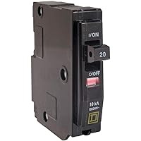 Square D QO120 Interruptor de circuito en miniatura, 120/240 VAC, 20 A, 10 kA interrupción, 1 ...
