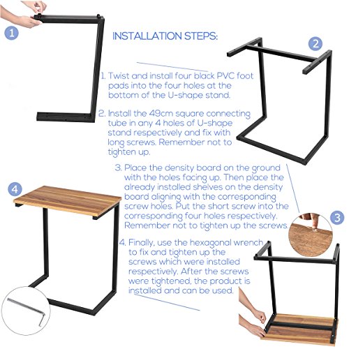 Homemaxs Sofa Side End Table C Table Multiple Stand 26-Inch for Small ...