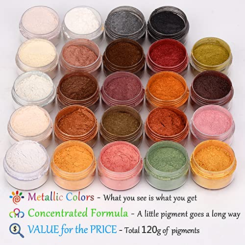 Metallic Pigment Powder - 24 Color Epoxy Resin Pigment Fine Powder for ...