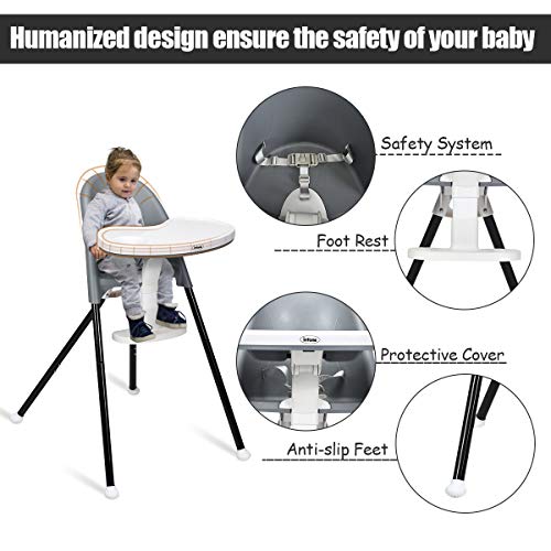 INFANS High Chair Folding, 3 in 1 Convertible Highchair with Detachable ...