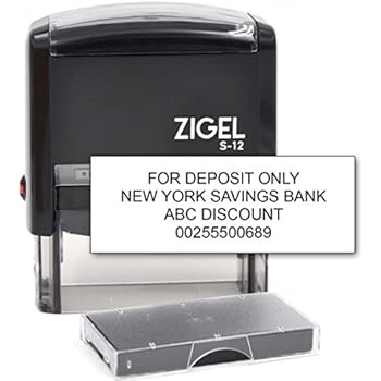 Amazon.com : ZIGEL Customized Bank Deposit Stamp Self Inking Rubber ...