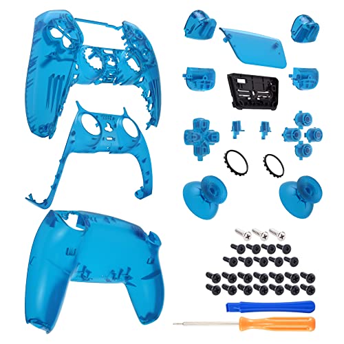 eXtremeRate Full Set Housing Shell with Buttons Touchpad Cover, Clear Blue Custom Replacement ...