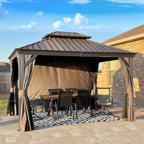 Domi Outdoor Living 10’ X 12’ Hardtop Gazebo, Outdoor Aluminum Frame ...