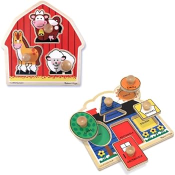 Amazon.com: Melissa & Doug Deluxe Jumbo Knob Wooden Puzzle - Geometric ...