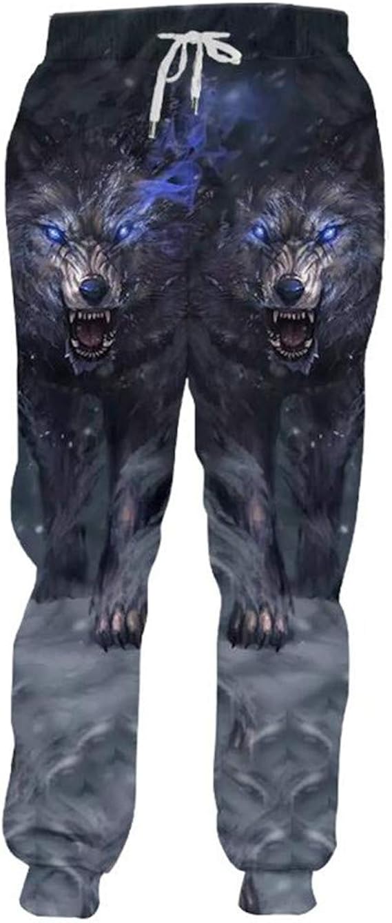 SOFTDUPANTS Men Casual Sweat Pants 3D Print Wolf in The Snow Sweatpants ...